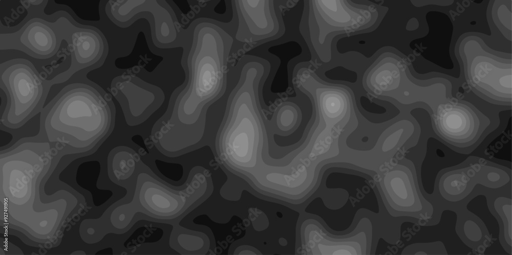 Gray Stylized topographic contour map. Abstract lines or wavy backdrop ...