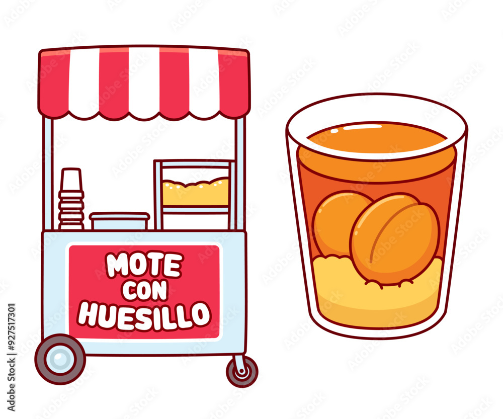 Mote con Huesillo street food cart drawing Stock Vector | Adobe Stock