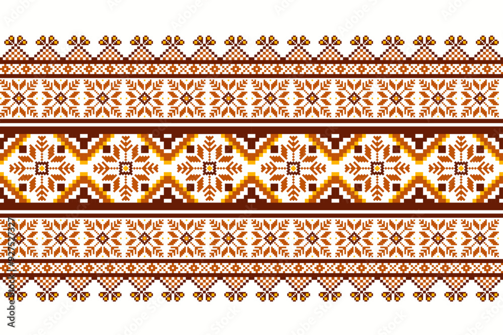 Vector illustration of Ulos Ethnic Batak fabric pattern design on brown ...