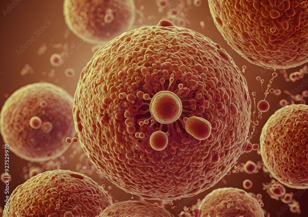 A high-magnification microscope image of an erythrocyte infected with a ...