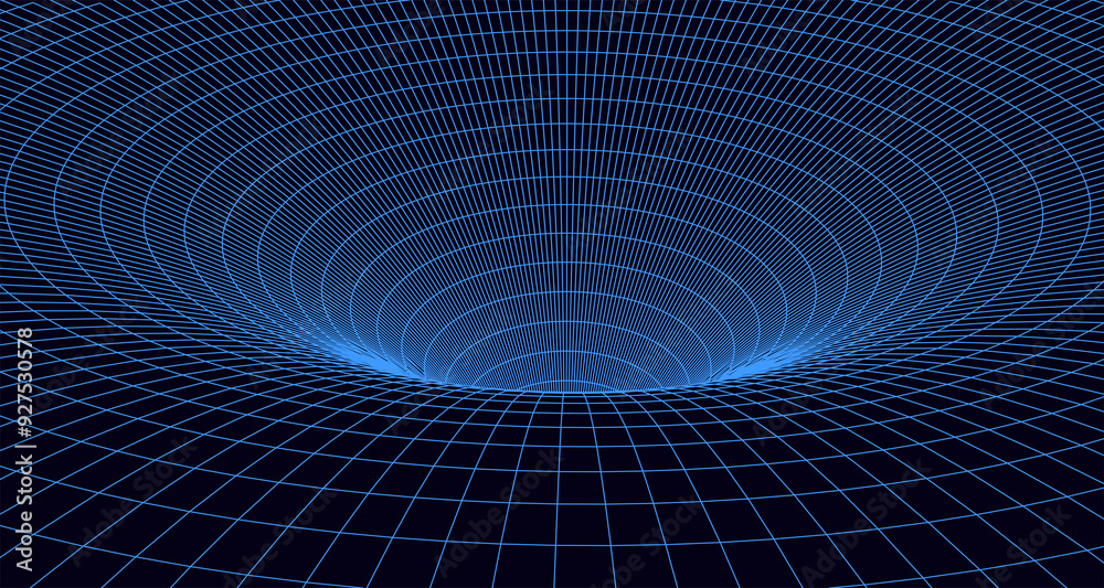 Abstract wireframe 3D tunnel. Perspective mesh background texture. Mesh ...