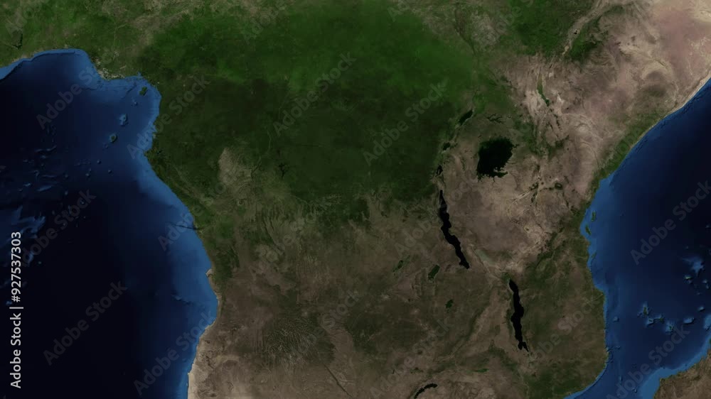Zoom from Earth to Democratic Republic of the Congo - DRC. (No Border ...