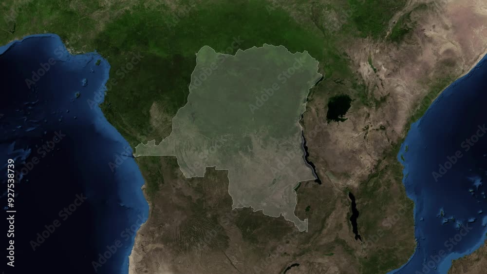 Zoom from Earth to Democratic Republic of the Congo - DRC. (Highlighted ...