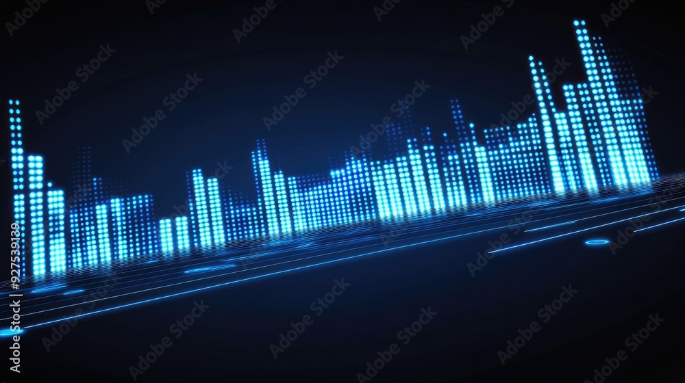 Stylized vector of a blue music equalizer featuring dynamic bars and ...