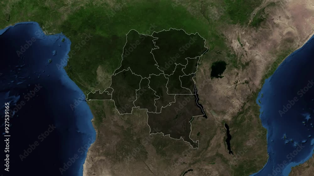Zoom from Earth to Democratic Republic of the Congo - DRC. (with ...