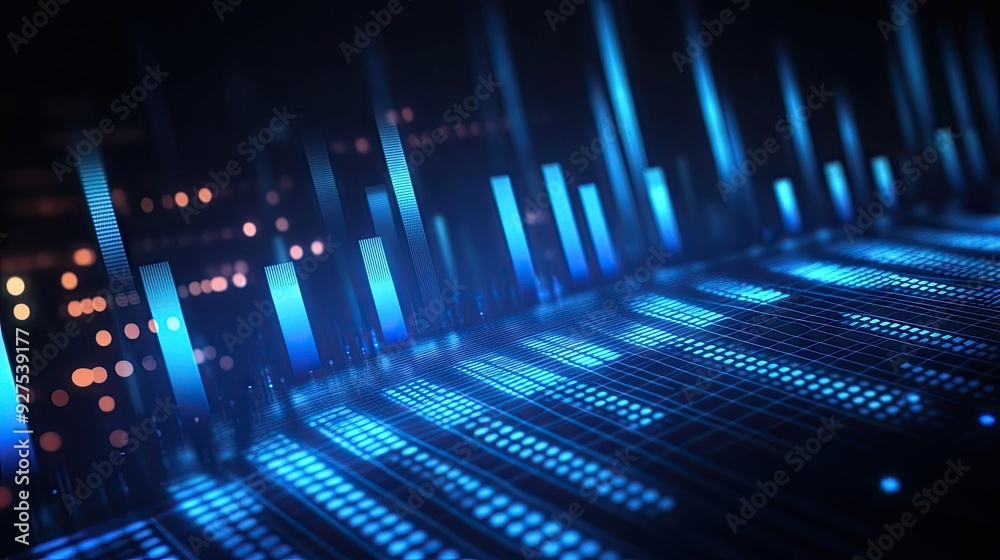 Stylized vector of a blue music equalizer featuring dynamic bars and ...