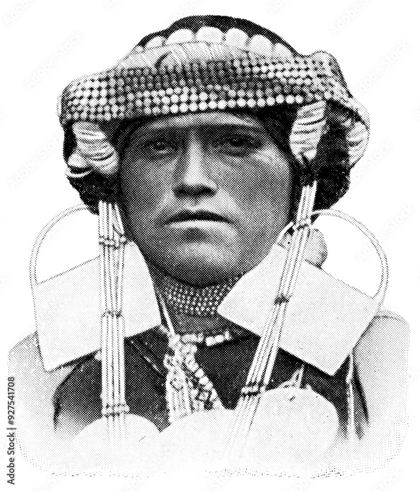 American peoples. Portrait of Mapuche woman. The Mapuche are a group of ...