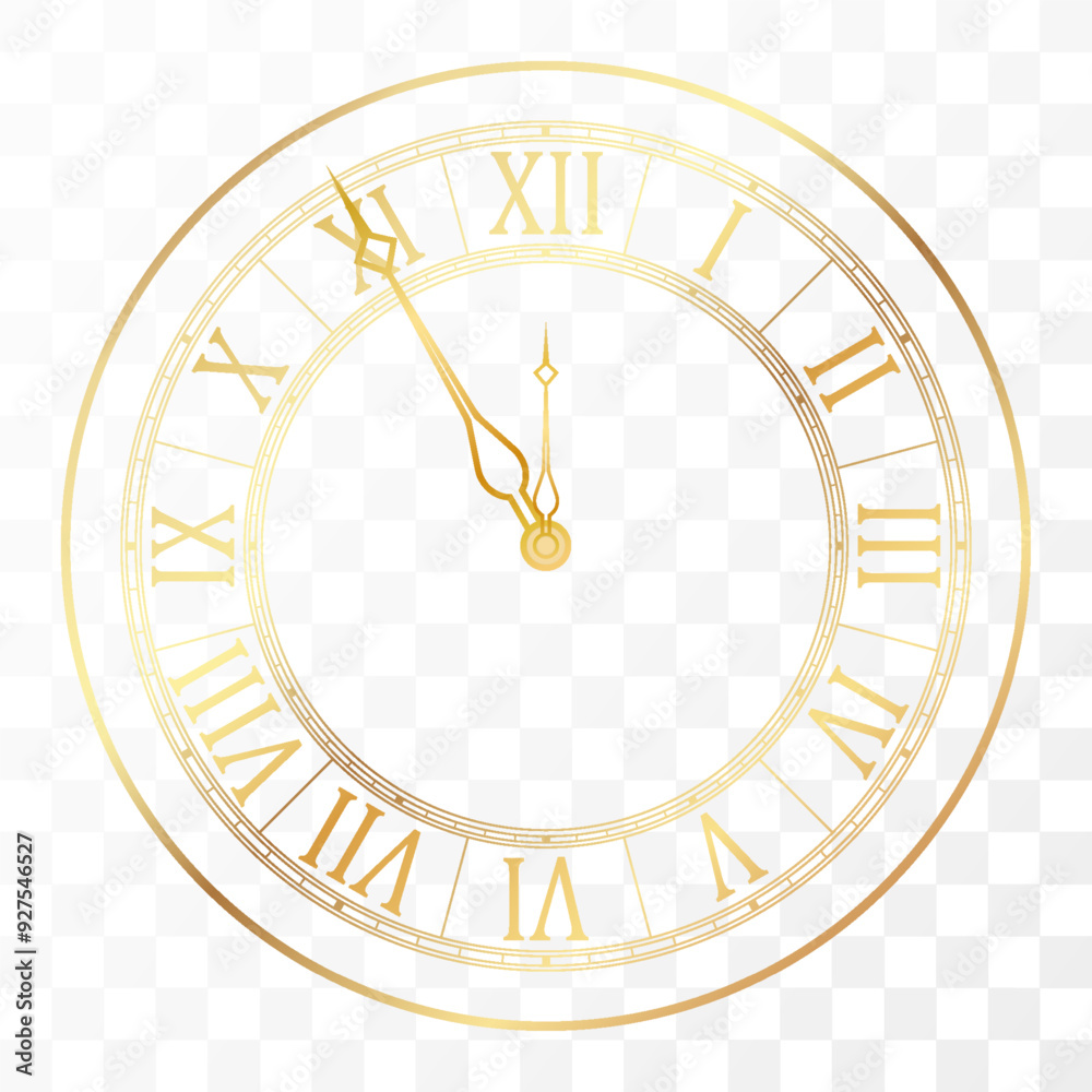 Golden elegant roman numerals clock. Antique time design. Luxury glossy ...