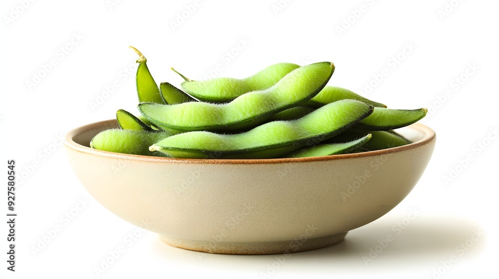 39. "A detailed image of a bowl of edamame beans isolated against a ...