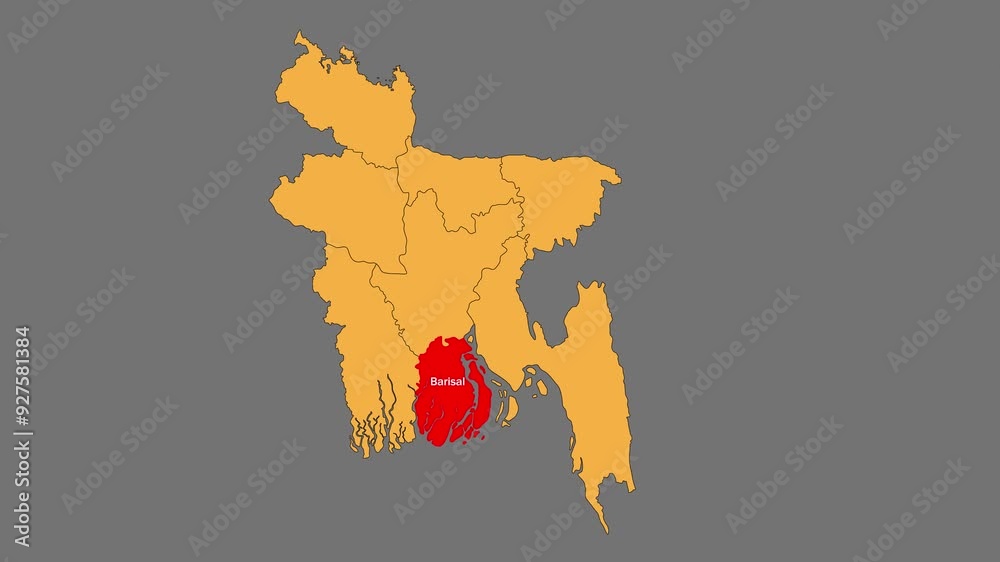 Barisal map animated video. Map Highlighted on the Bangladesh map with ...