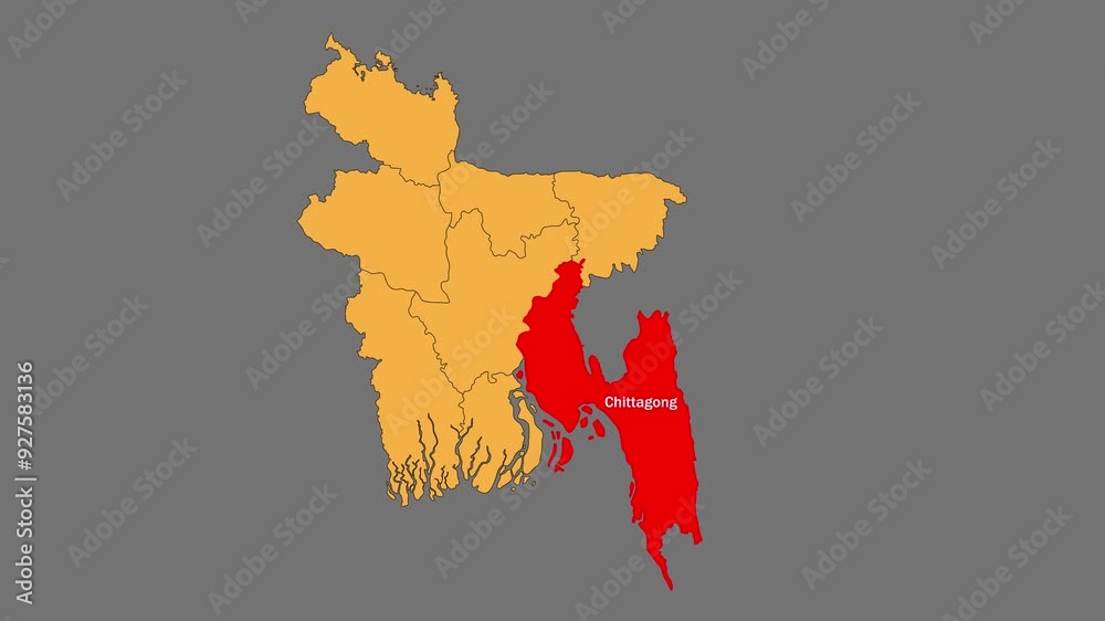 Chittagong map animated video. Map Highlighted on the Bangladesh map ...