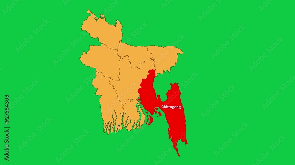 Chittagong map animated video. Map Highlighted on the Bangladesh map ...