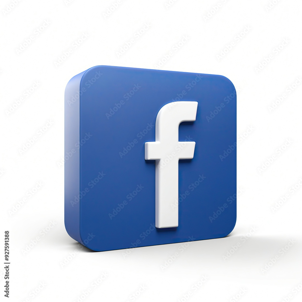 3d facebook logo icon social media square button fb symbol isolated on ...
