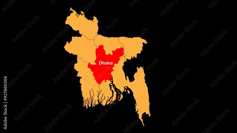 Dhaka map animated video. Location is highlighted on the Bangladesh map ...