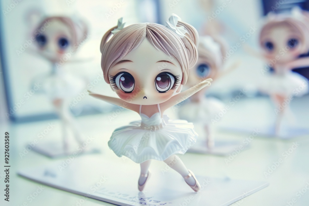 Enter the world of cartoon ballet: On a blank white canvas, chibi ...