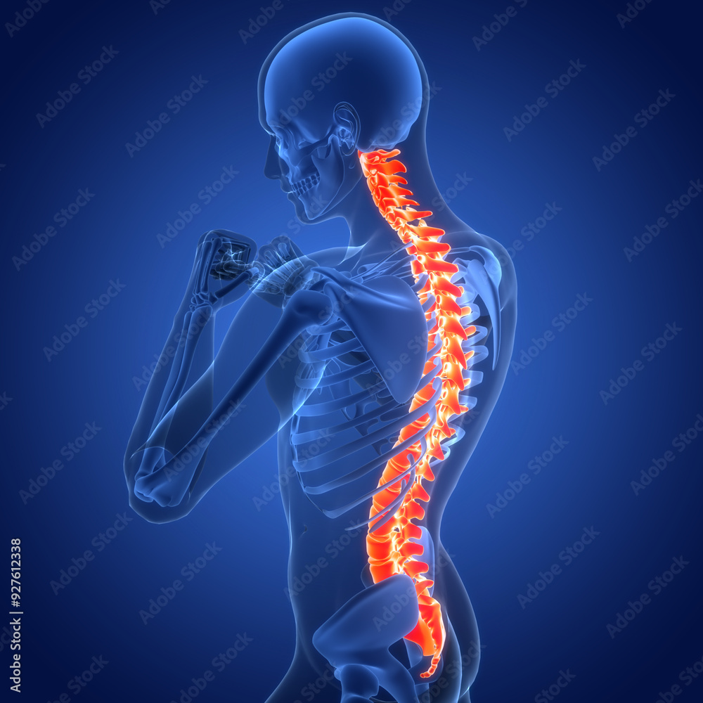 Spinal Cord Vertebral Column of Human Skeleton System Anatomy Stock ...