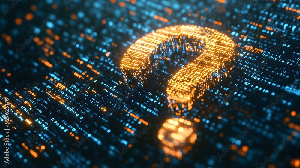 Digital 3d Question Mark Representing Ai Driven Question Answering Systems Natural Language