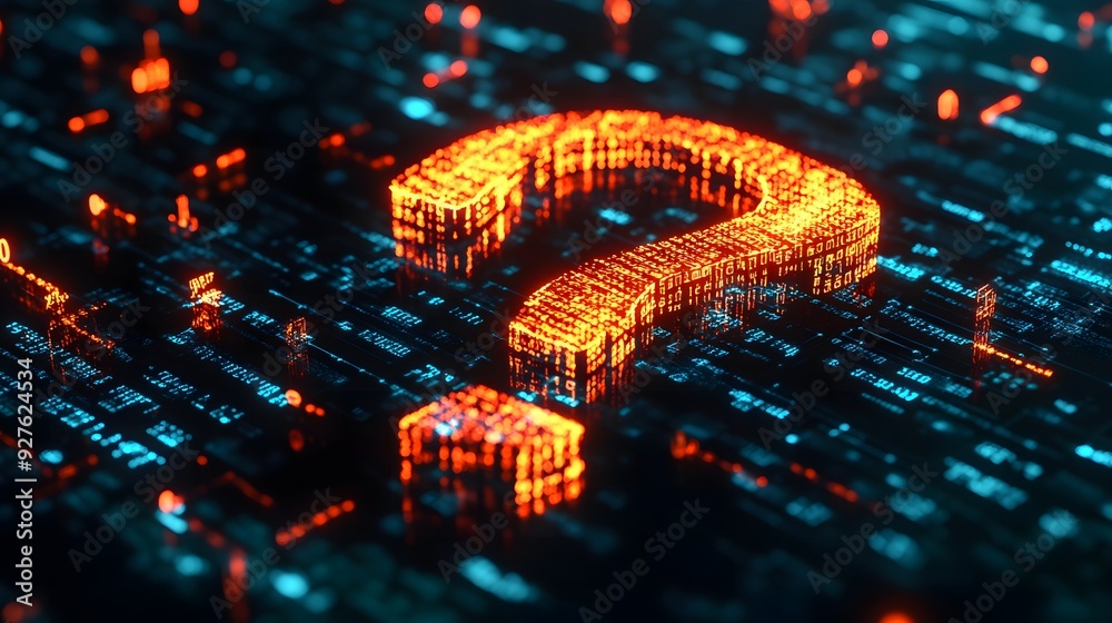 Digital 3d Question Mark Representing Ai Driven Question Answering Systems Natural Language