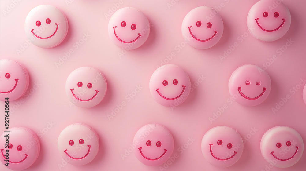 Pink smiley face emoticons on a pastel pink background, World Smile Day ...