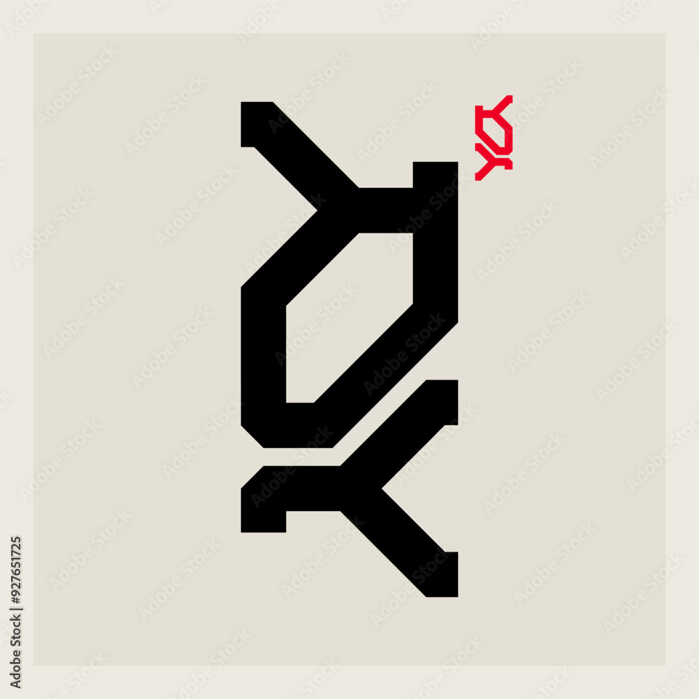 Enigmatic Calligraphy: Ancient Meets Modern. Black Angular Symbol with ...