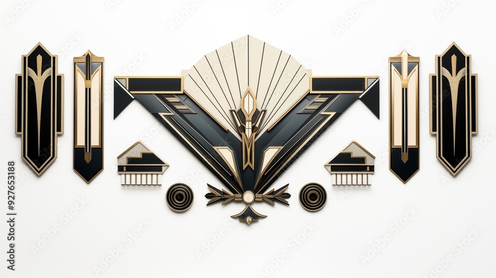 A decorative art deco wall panel featuring geometric shapes, including ...