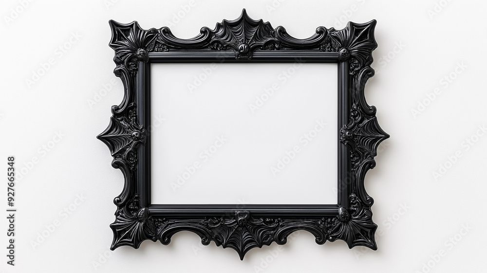 Overhead view of a Halloween style picture frame with ornate black ...