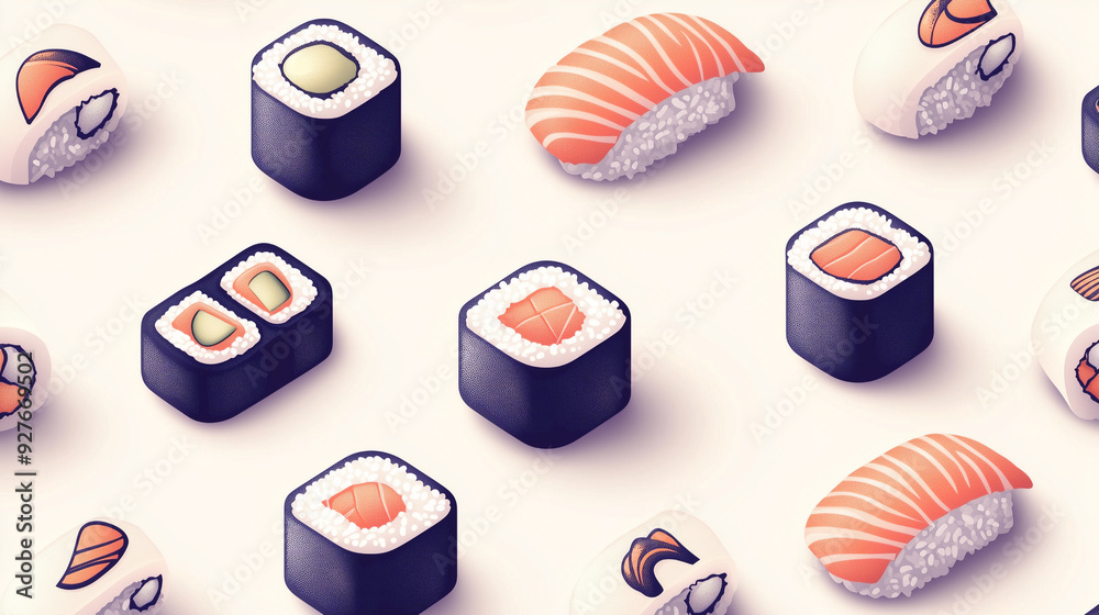 Sushi Pattern Illustration - A Feast of Japanese Delights, Generative ...