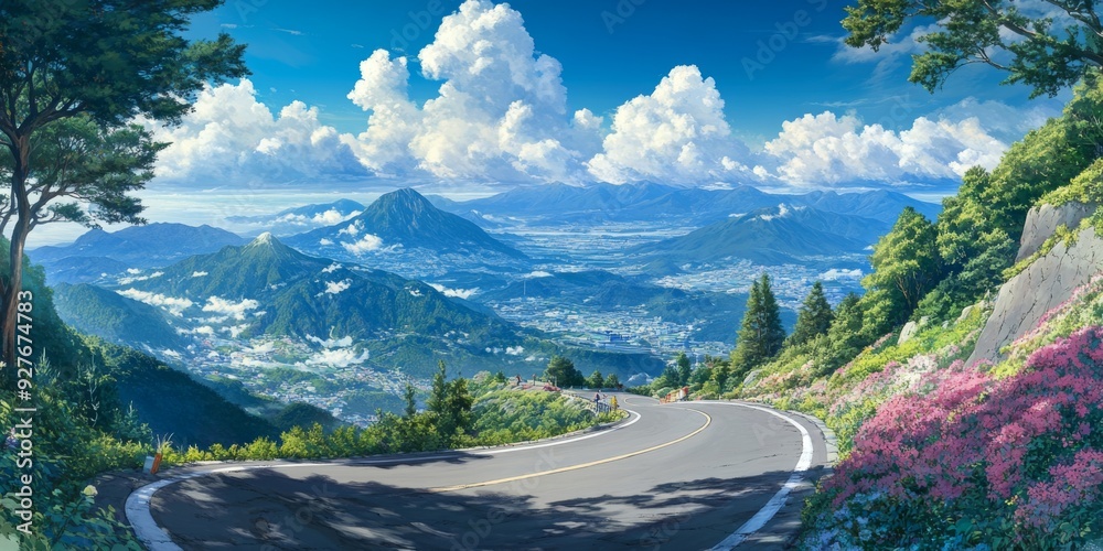 Summer Sizzle on Akagi's Winding Roads: anime-style Enchanted Mountain ...