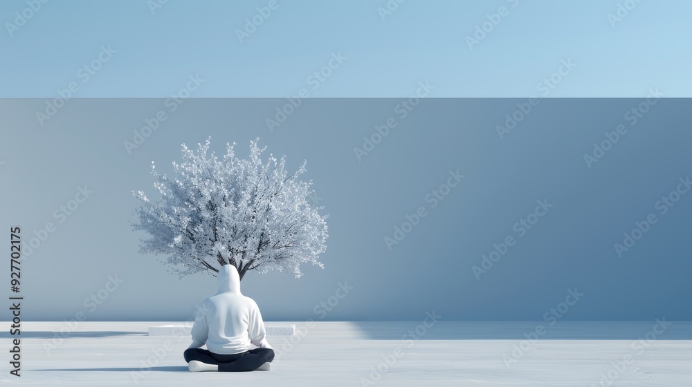 A peaceful photo of a person practicing deep breathing exercises in a ...