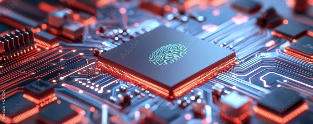 Microchip with biometric fingerprint scanner, secure access control, 3D ...