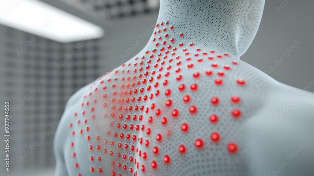 Monkeypox, Close-up of a medical illustration showing a characteristic ...