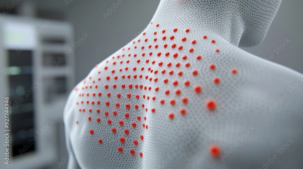 Monkeypox, Close-up of a medical illustration showing a characteristic ...