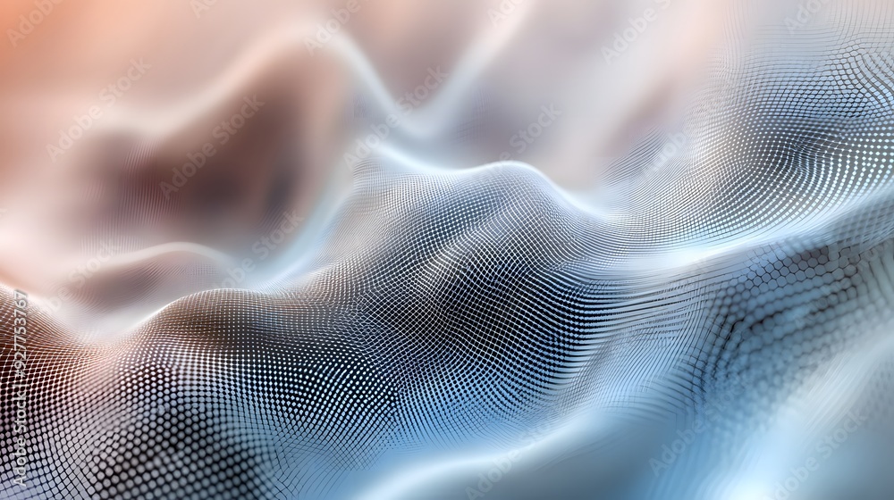 Modern high-tech backdrop with a silver and blue gradient digital mesh ...