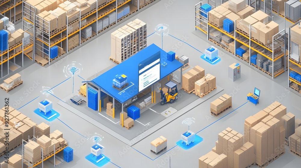 smart warehouse management system showcasing interconnected devices for ...