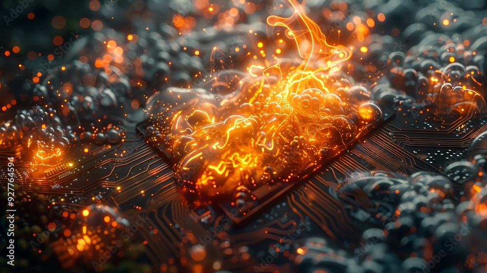 CPU with elements of fire, water, wind, and earth integrated into its ...