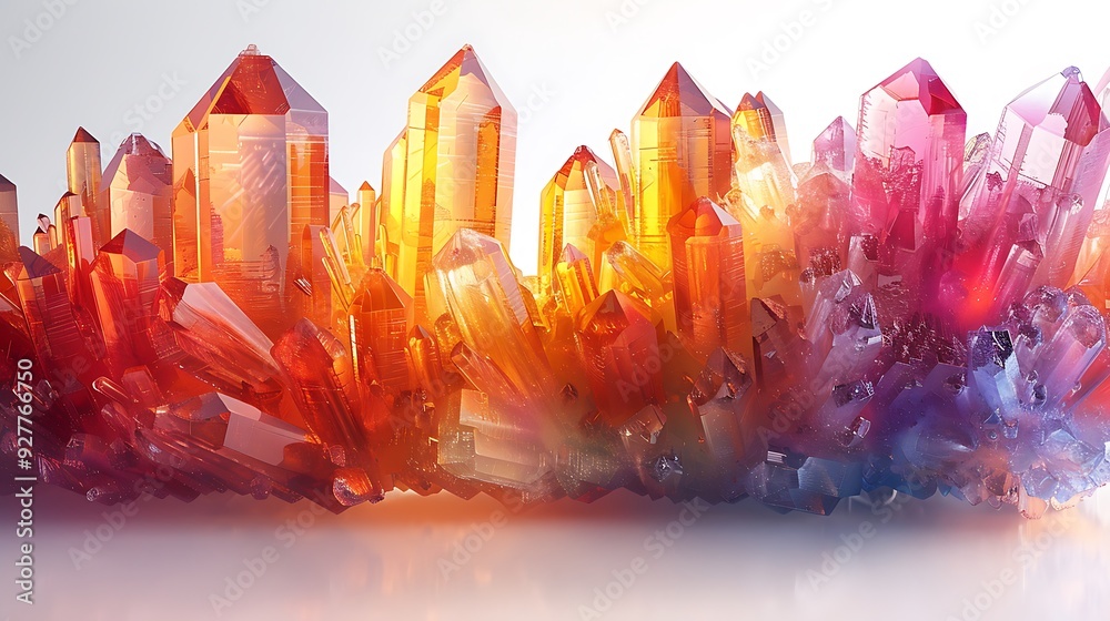 Futuristic CPU core made of crystals refracting rainbow light, double ...