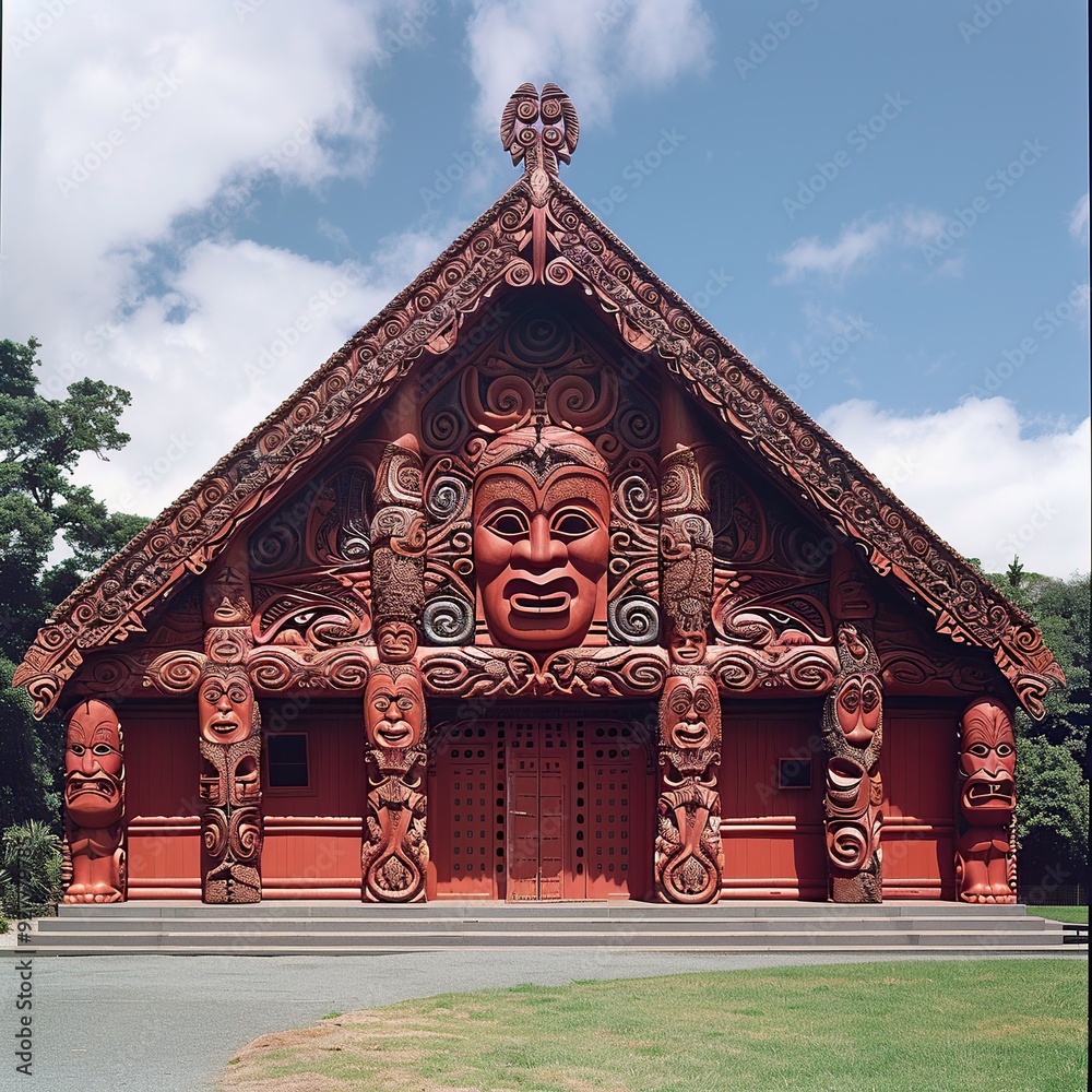 Maori Wharenui New Zealand Meeting Houses Stock Illustration | Adobe Stock