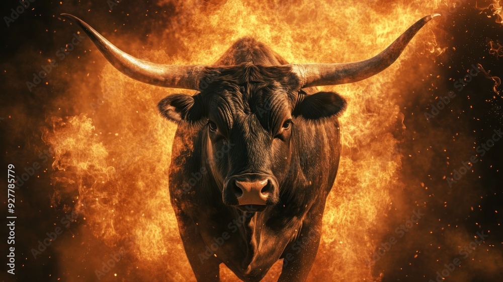 Fiery Bull: A Powerful Symbol of Strength and Determination Stock ...