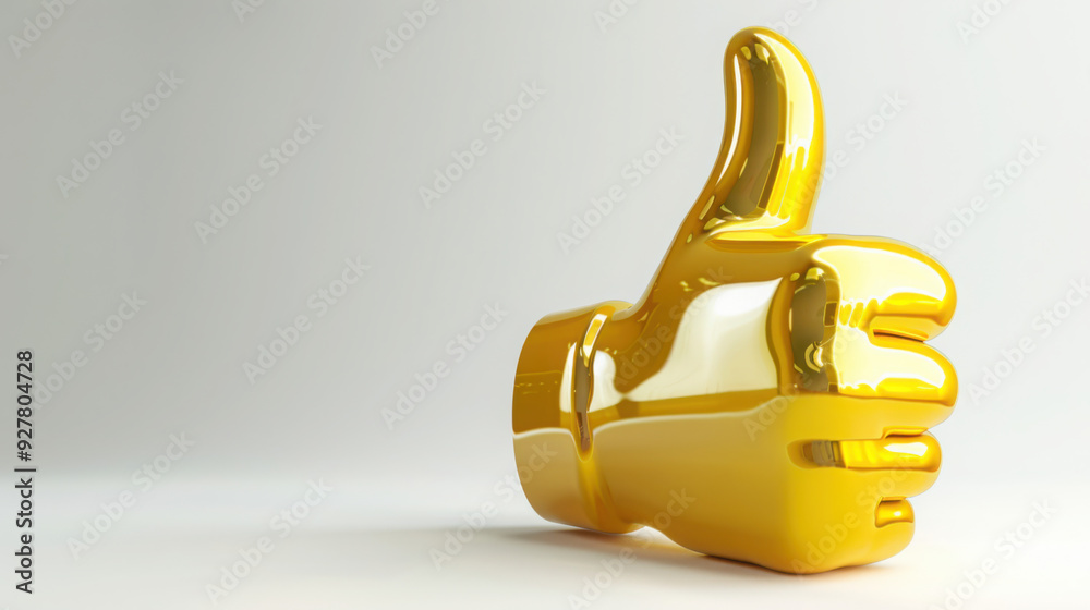 /imagine: A yellow thumbs-up emoticon with a metallic sheen on a blank ...