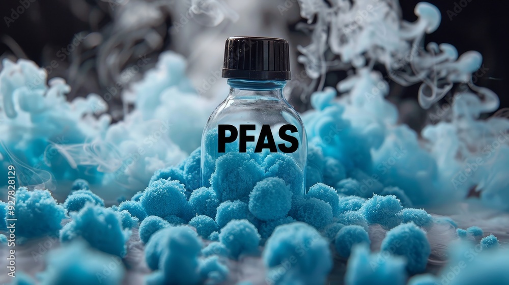 Close up of PFAS warning sign emphasing health risks and pollution for ...