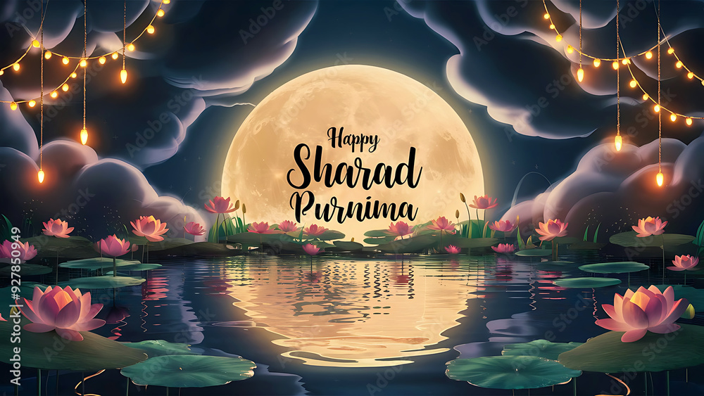 Sharad Purnima festival celebrated on the full moon day.Banner and ...