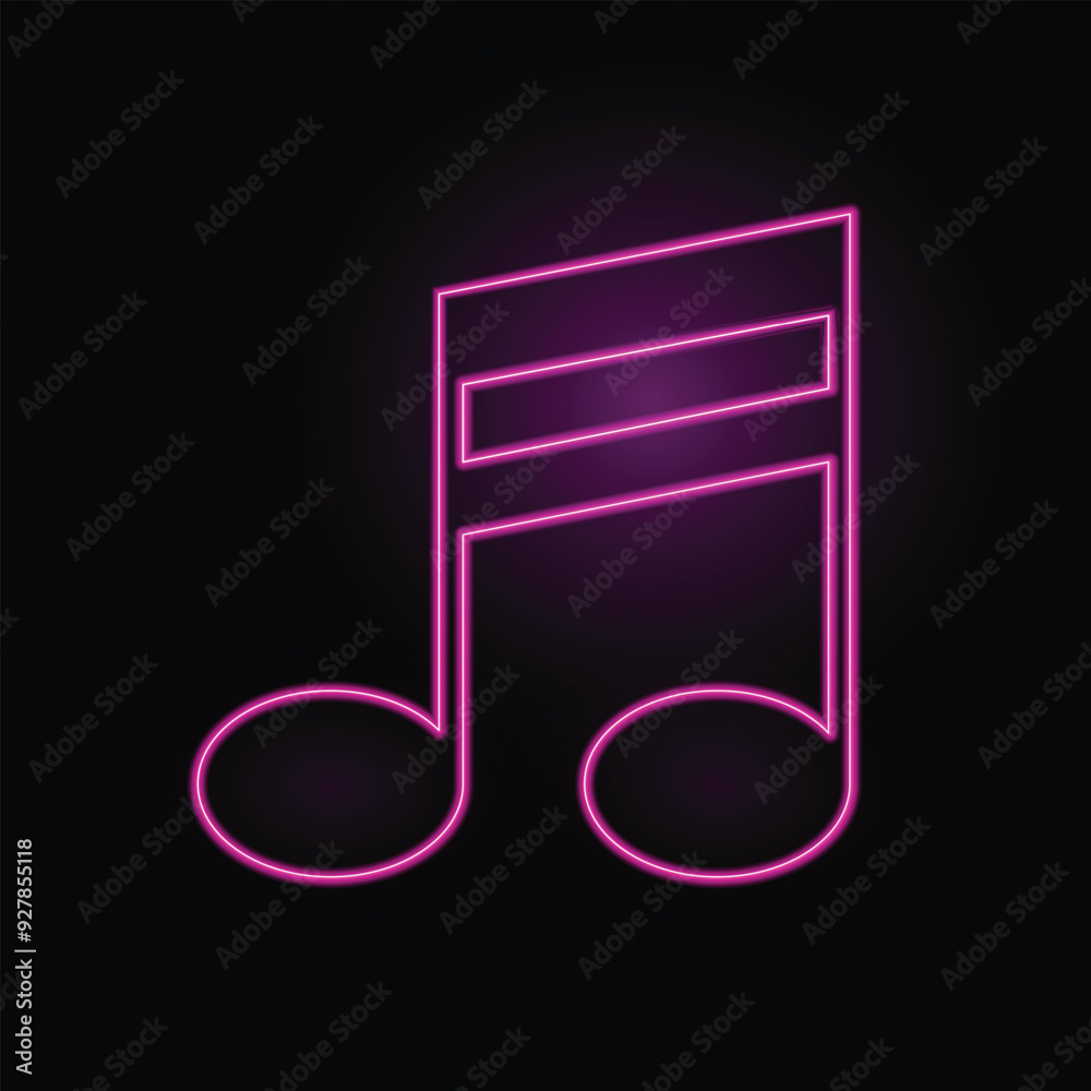 Neon music icon. Single glowing musical note. Musical notes. Music ...