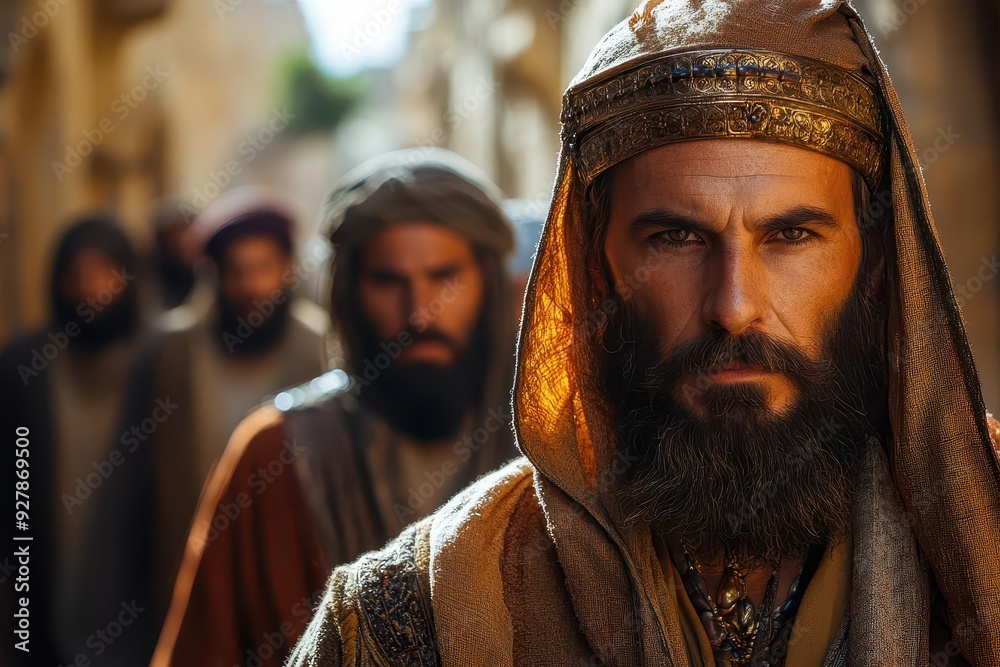 ancient jerusalem street scene bearded men in traditional robes ...