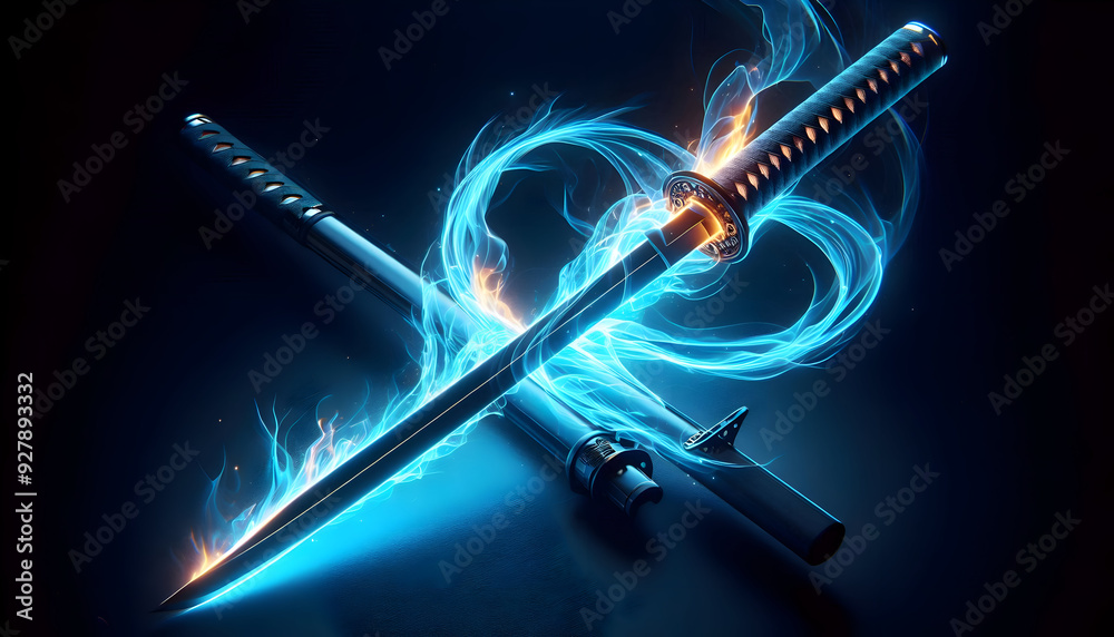 Katana or sword weapon style japan have power aura. Stock Illustration ...