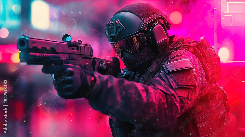 Futuristic Special Forces Soldier: A High-Tech Poster for Sports ...