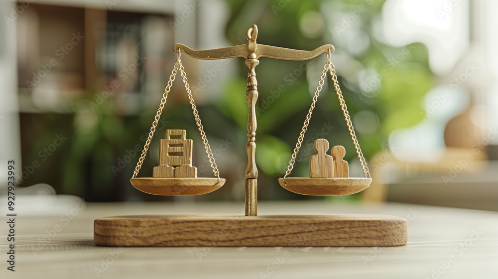 Foto de Balance: A scale evenly balanced between work and life symbols ...