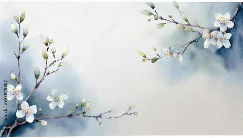 Greeting card template watercolor painting illustration of a delicate ...