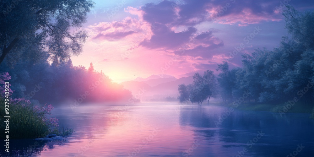 anime-style Enchanted Tranquil Night River: A Dreamy Animated Take on a ...