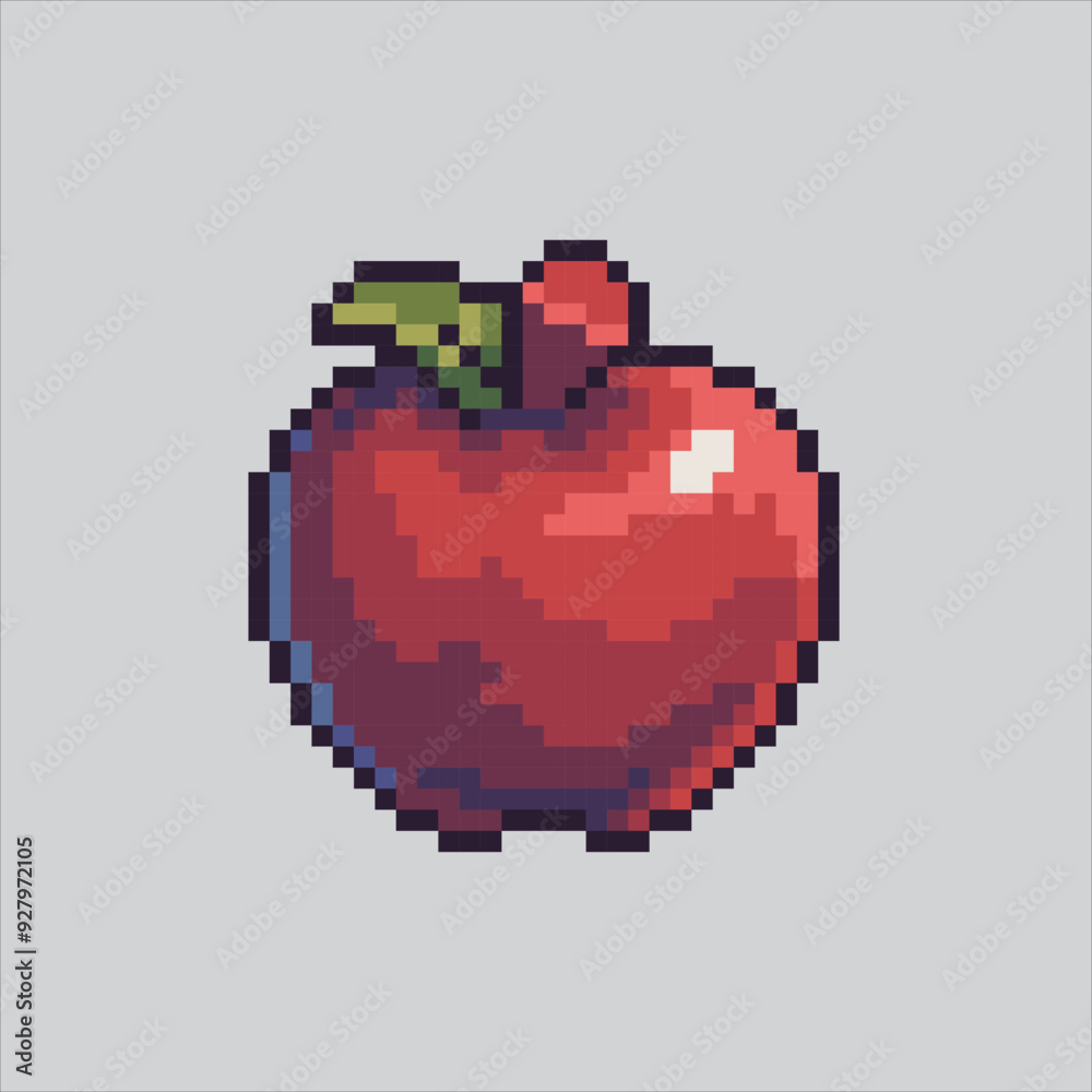 Pixel art illustration Apple Fruit. Pixelated Red Apple. Red Apple ...