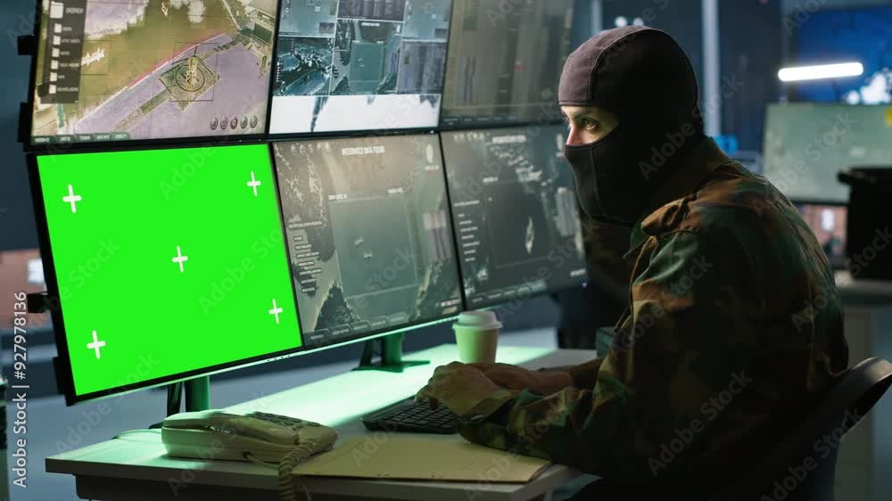 Masked intelligence corps agent overseeing national safety operations ...